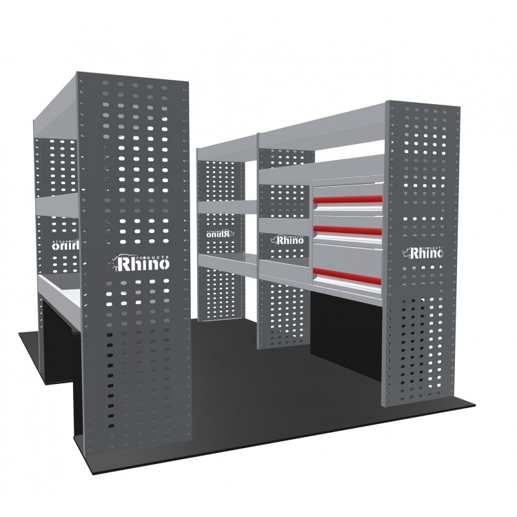 Mercedes Sprinter 2006-2018 L1H1 - Rhino MR4 3 Bay Van Racking with ...