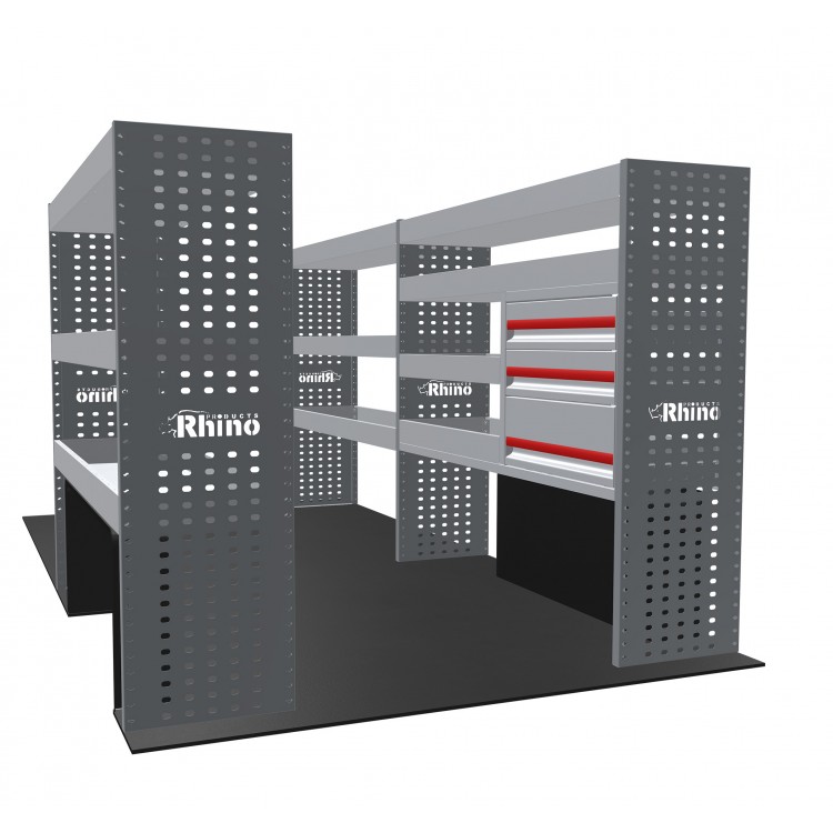 Mercedes Sprinter 2006-2018 L2H1 - Rhino MR4 3 Bay Van Racking with ...