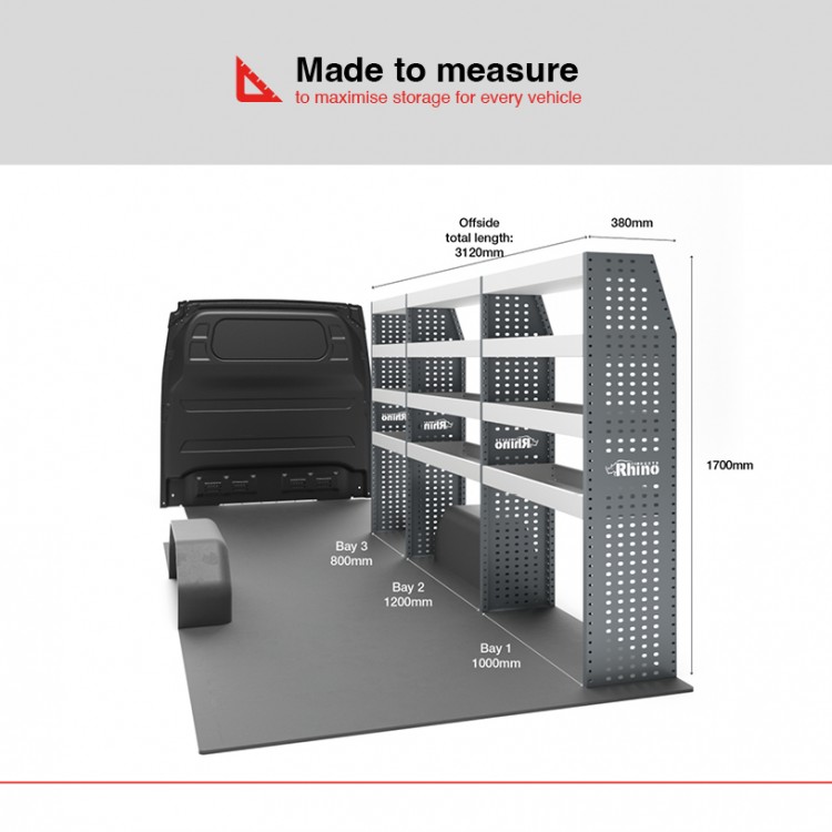 Mercedes Sprinter 2006-2018 L4H2 - Rhino MR4 3 Bay Internal Van Racking