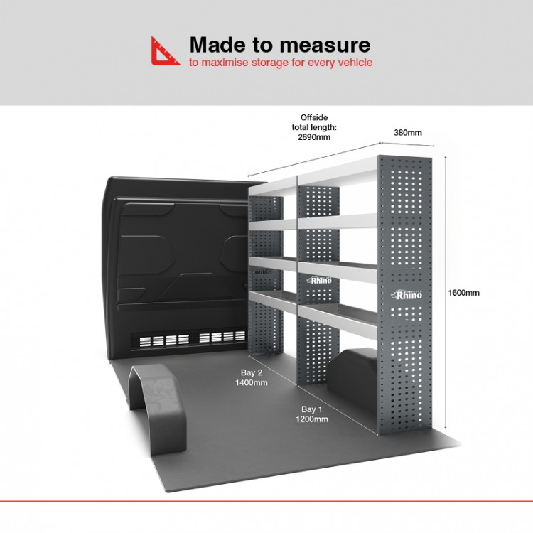 Vauxhall Movano 2021 on MWB High Roof (L2H2) - Rhino MR4 2 Bay Internal ...
