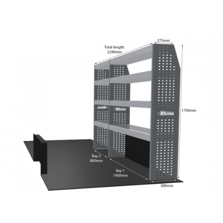 Volkswagen Crafter 2017 on L4H3 - Rhino MR4 2 Bay Internal Van Racking